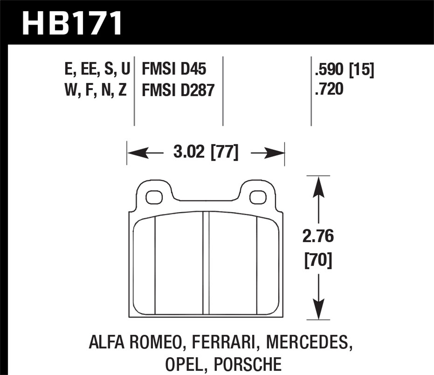 Hawk Performance HPS Disc Brake Pad HB171F.590 - HB171F.590
